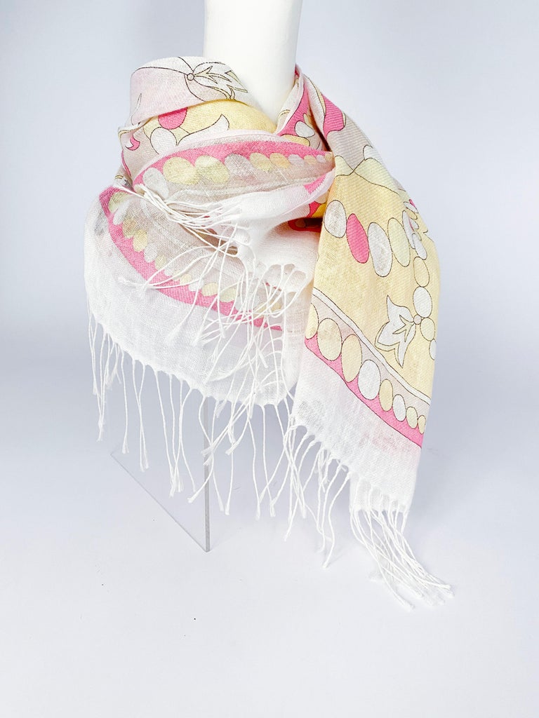 Emilio Pucci Linen Abstract Printed Scarf For Sale at 1stDibs