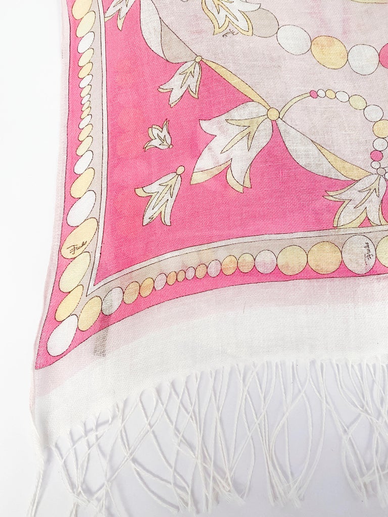 Emilio Pucci Linen Abstract Printed Scarf For Sale At 1stdibs