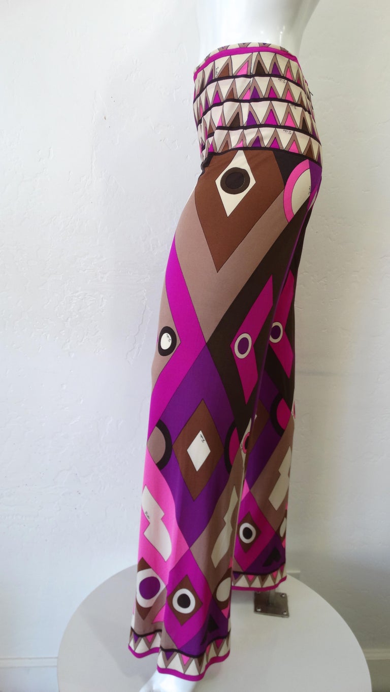 Emilio Pucci Long Tunic, Palazzos and Fringed Scarf circa 1970s at 1stDibs