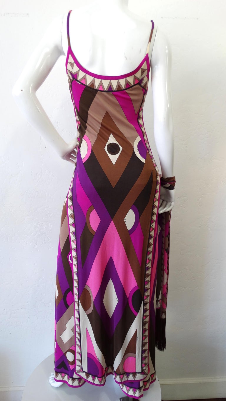 Emilio Pucci Long Tunic, Palazzos and Fringed Scarf circa 1970s at 1stDibs