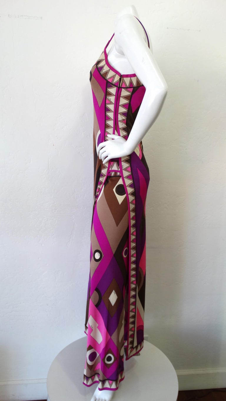 Emilio Pucci Long Tunic, Palazzos and Fringed Scarf circa 1970s at 1stDibs