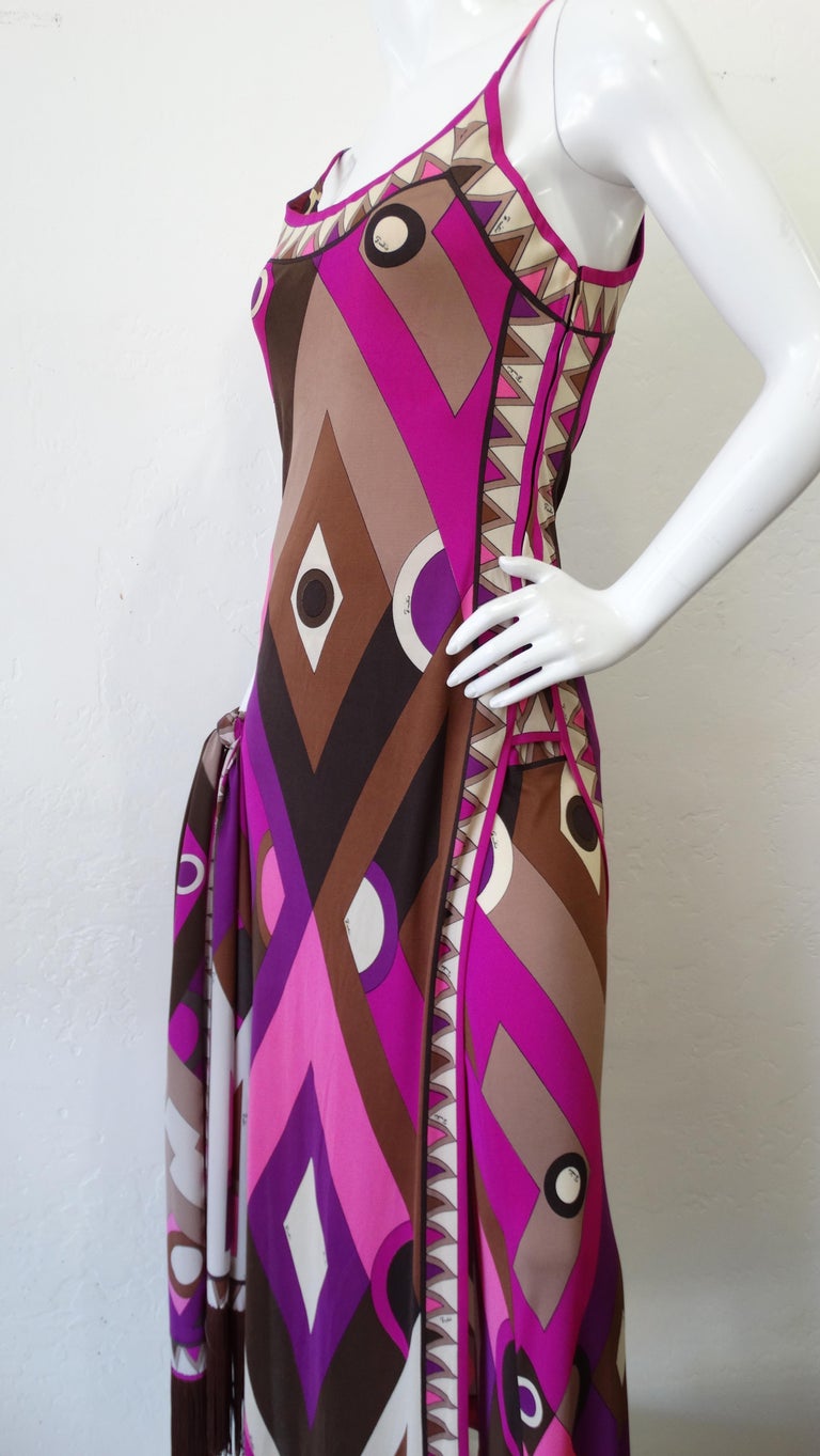 Emilio Pucci Long Tunic, Palazzos and Fringed Scarf circa 1970s at 1stDibs