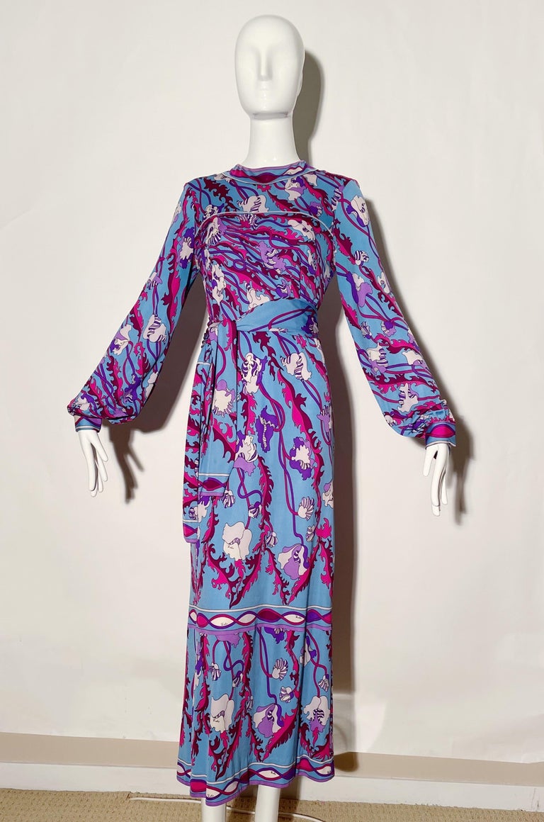 Emilio Pucci Longsleeve Maxi Dress For Sale at 1stDibs