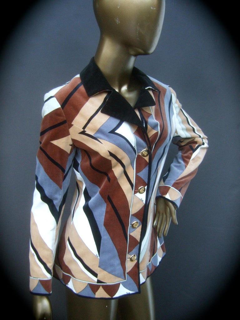 Emilio Pucci Mod Velvet Print Italian Jacket c. 1970 For Sale at 1stDibs