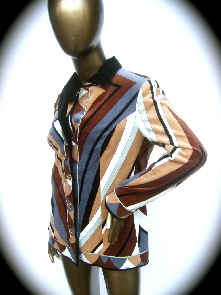 Emilio Pucci Mod Velvet Print Italian Jacket c. 1970 For Sale at 1stDibs