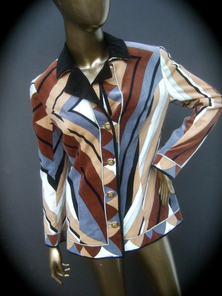 Emilio Pucci Mod Velvet Print Italian Jacket c. 1970 For Sale at 1stDibs