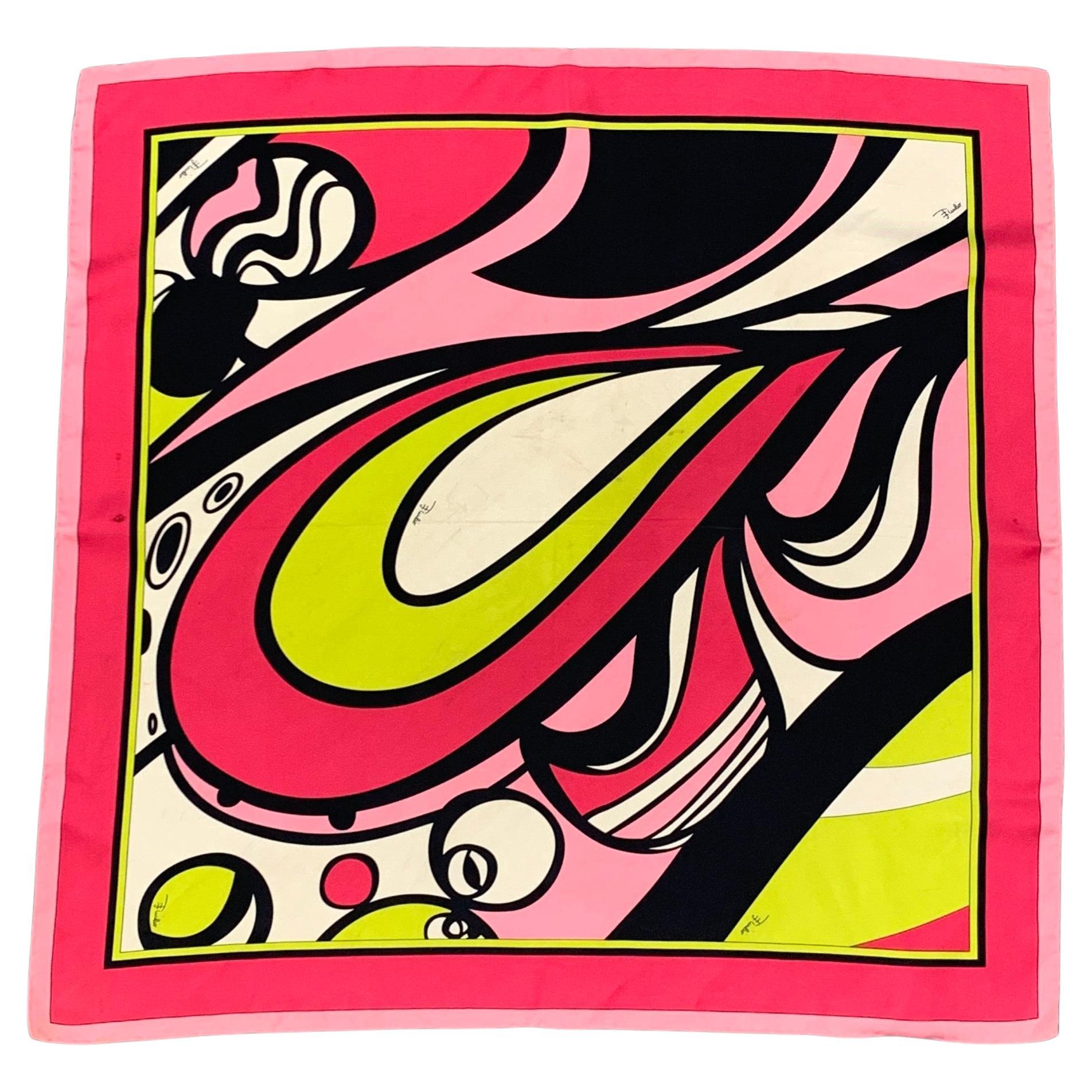 Vintage EMILIO PUCCI Green Teal and Brown Geometric VIVARA Silk Scarf ...