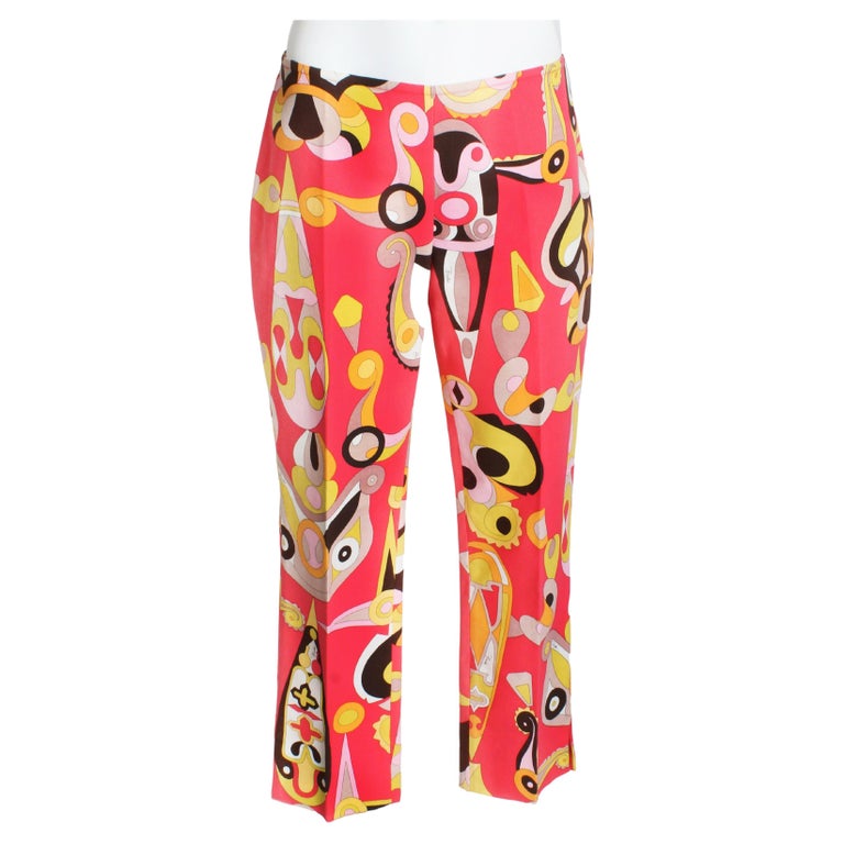 Emilio Pucci Pants Colorful Abstract Geometric Print Cropped Cotton US ...