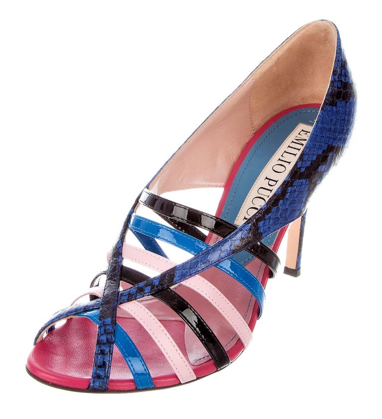 Emilio Pucci Python Snakeskin Runway Pumps Heels S/S 2019 Sz 38.5 $1050 ...