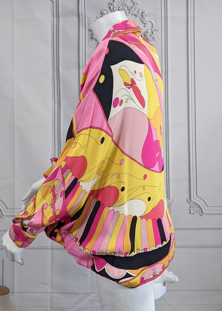 Emilio Pucci Silk Crepe Bat Wing Blouse For Sale at 1stDibs