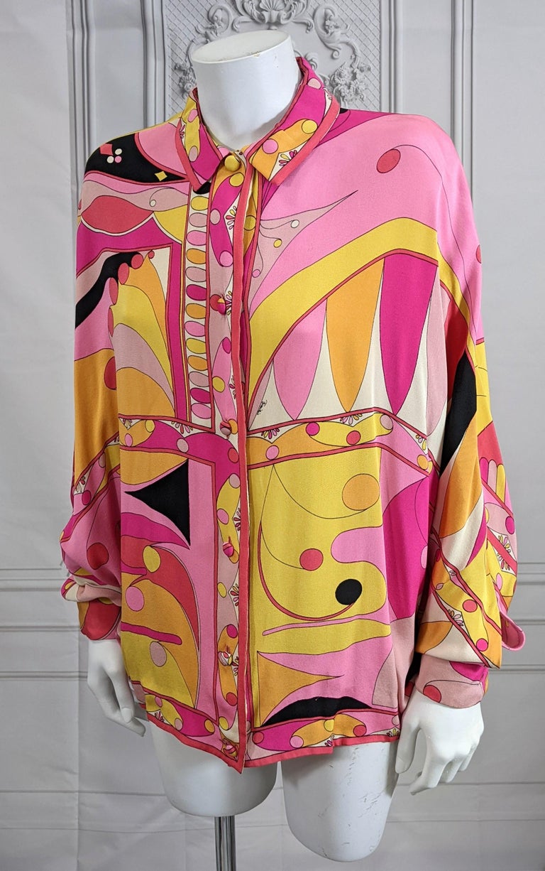 Emilio Pucci Silk Crepe Bat Wing Blouse For Sale at 1stDibs