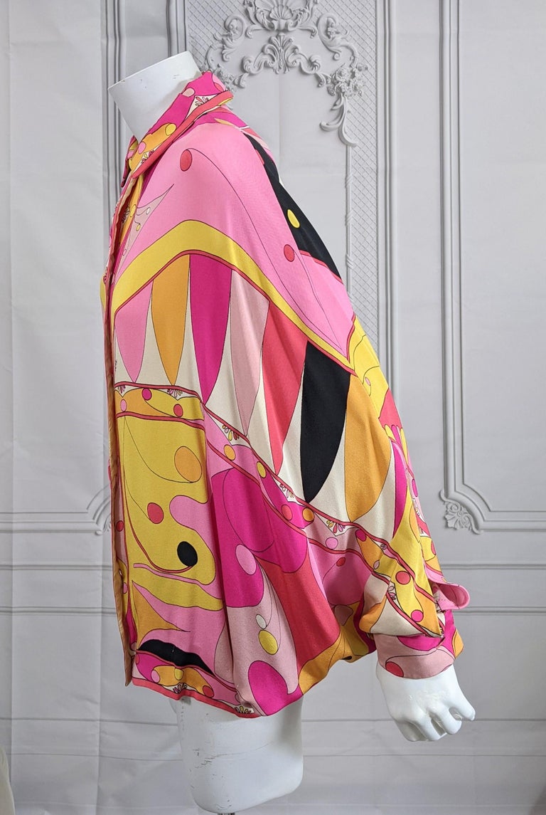 Emilio Pucci Silk Crepe Bat Wing Blouse For Sale at 1stDibs