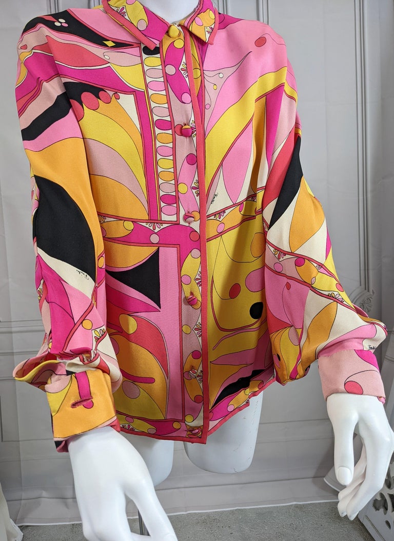 Emilio Pucci Silk Crepe Bat Wing Blouse For Sale at 1stDibs