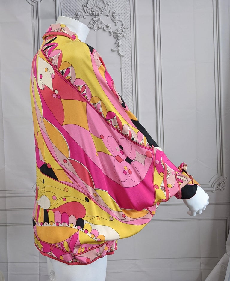 Emilio Pucci Silk Crepe Bat Wing Blouse For Sale at 1stDibs