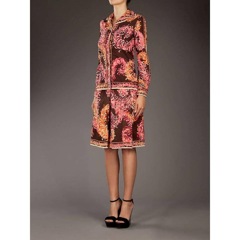 Emilio Pucci Vintage brown cotton 70s suit with fuchsia and orange ...