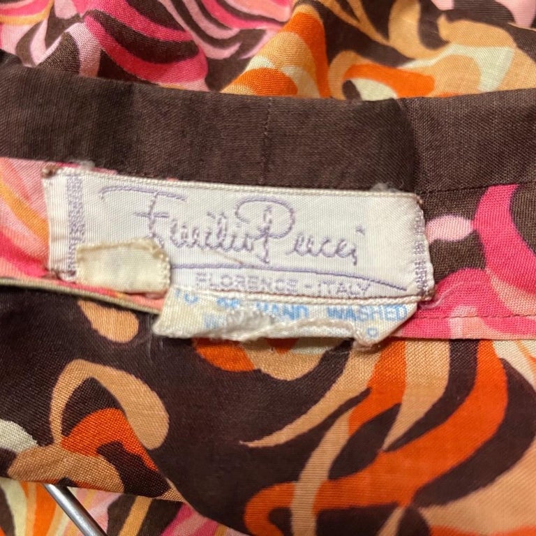 Emilio Pucci Vintage brown cotton 70s suit with fuchsia and orange ...