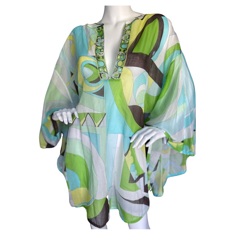 Emilio Pucci Vintage FIne Cotton Caftan Beach Cover For Sale at 1stDibs