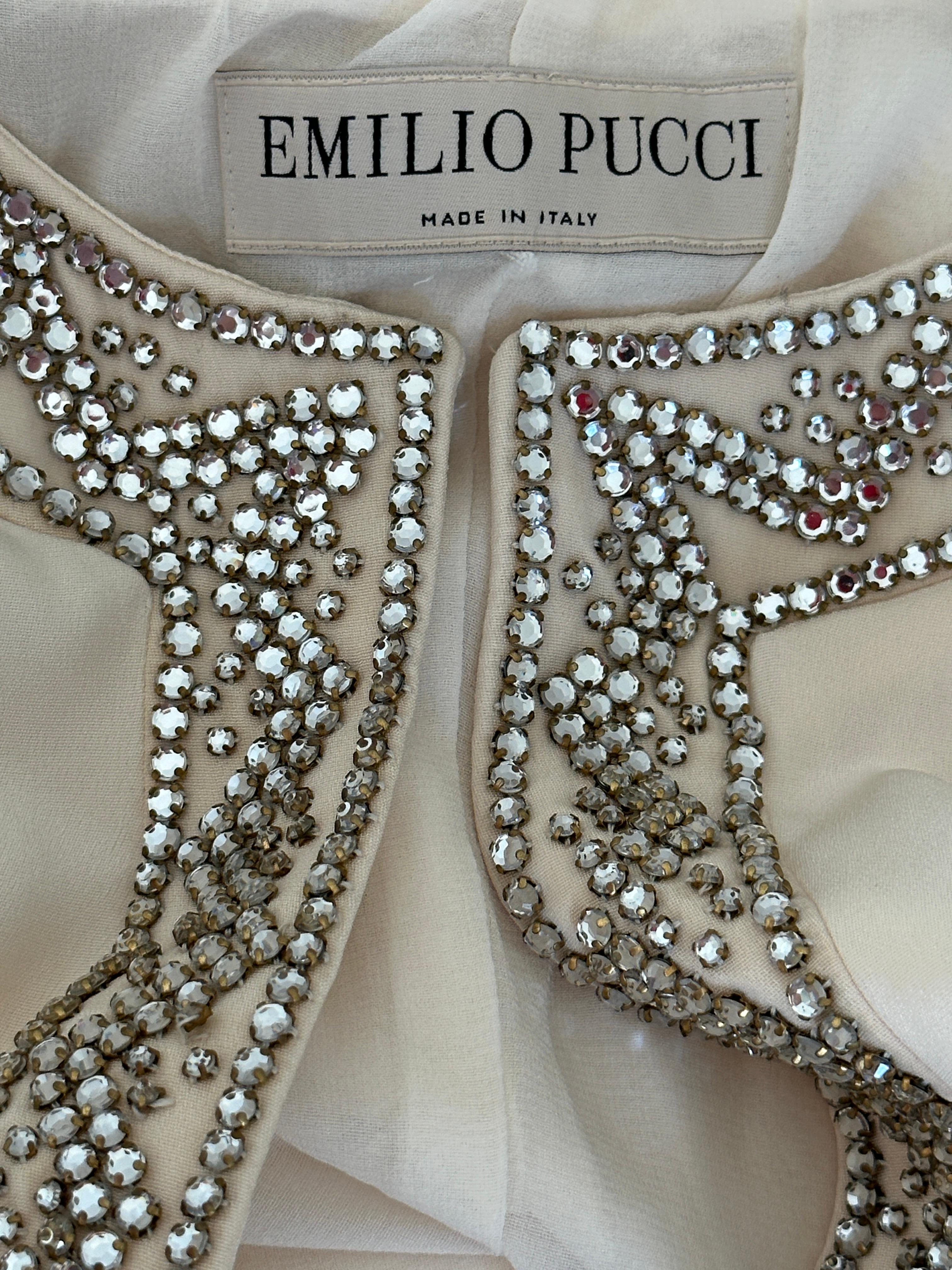 Emilio Pucci Vintage Ivory Silk Caftan Style Dress with Crystal Accents ...