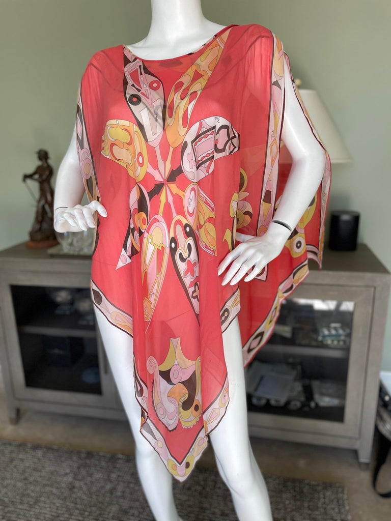 Emilio Pucci Vintage Silk Caftan Beach Cover For Sale at 1stDibs