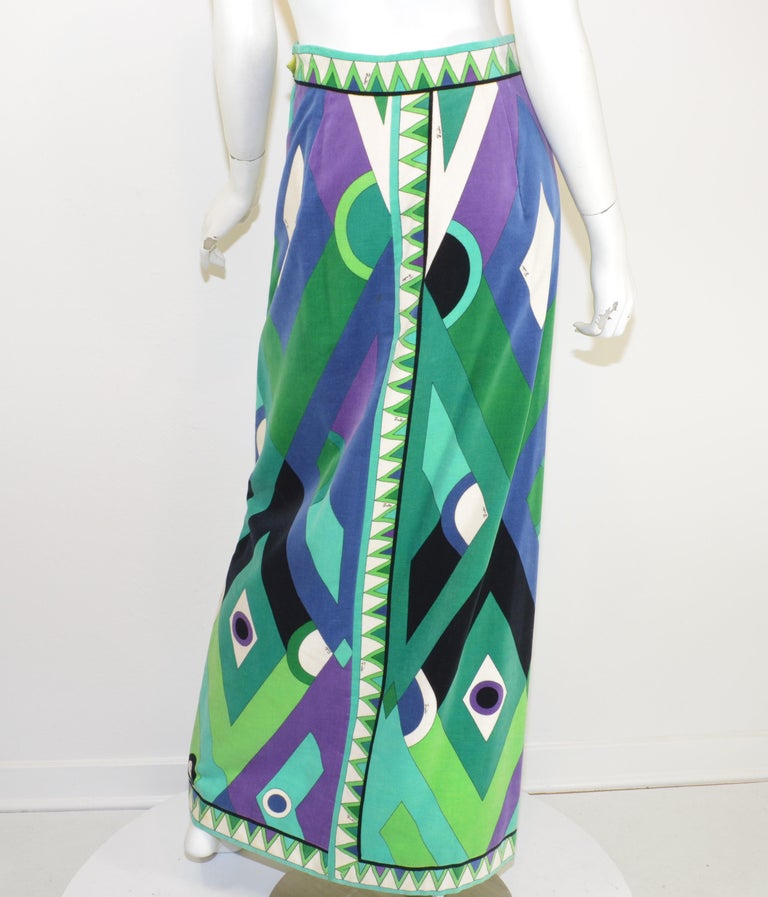 Emilio Pucci Vintage Velvet Printed Maxi Skirt at 1stDibs | emilio ...