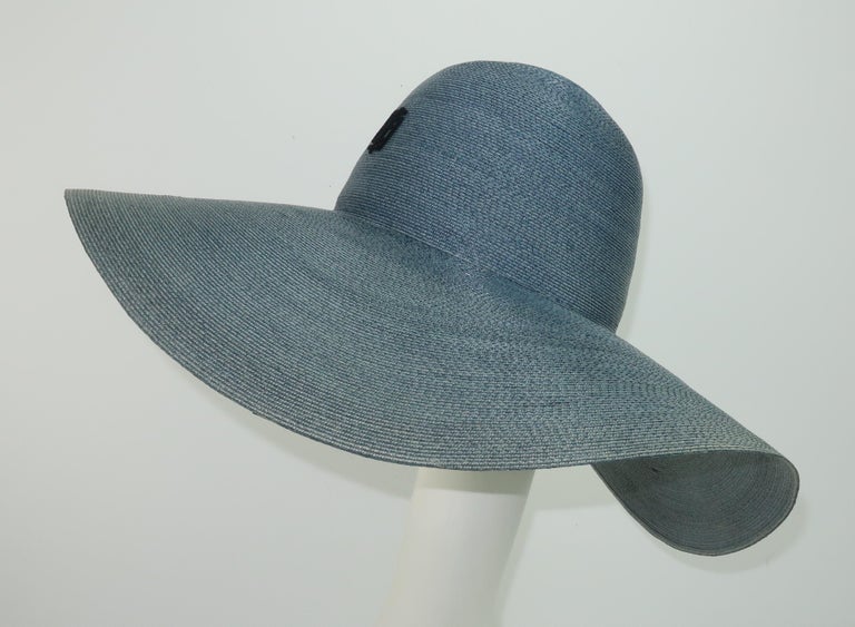 Emilio Pucci Wide Brim Blue Gray Straw Hat, 1960's at 1stDibs