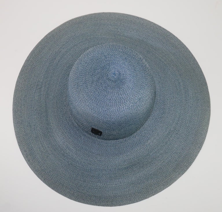 Emilio Pucci Wide Brim Blue Gray Straw Hat, 1960's at 1stDibs