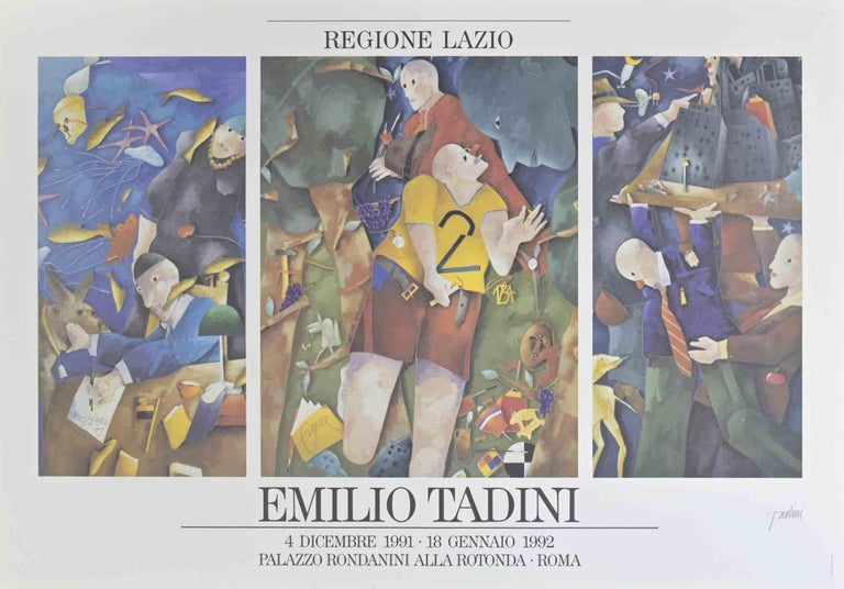 Emilio Tadini Vintage Poster Exhibition - 1992 For Sale at 1stDibs