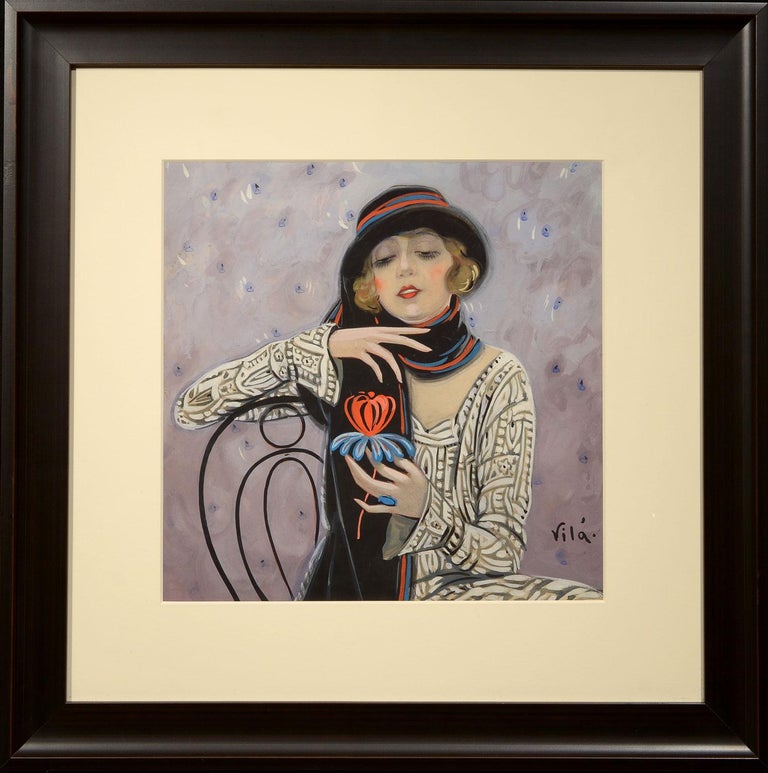 Emilio Vila - Lady with a Flower For Sale at 1stdibs