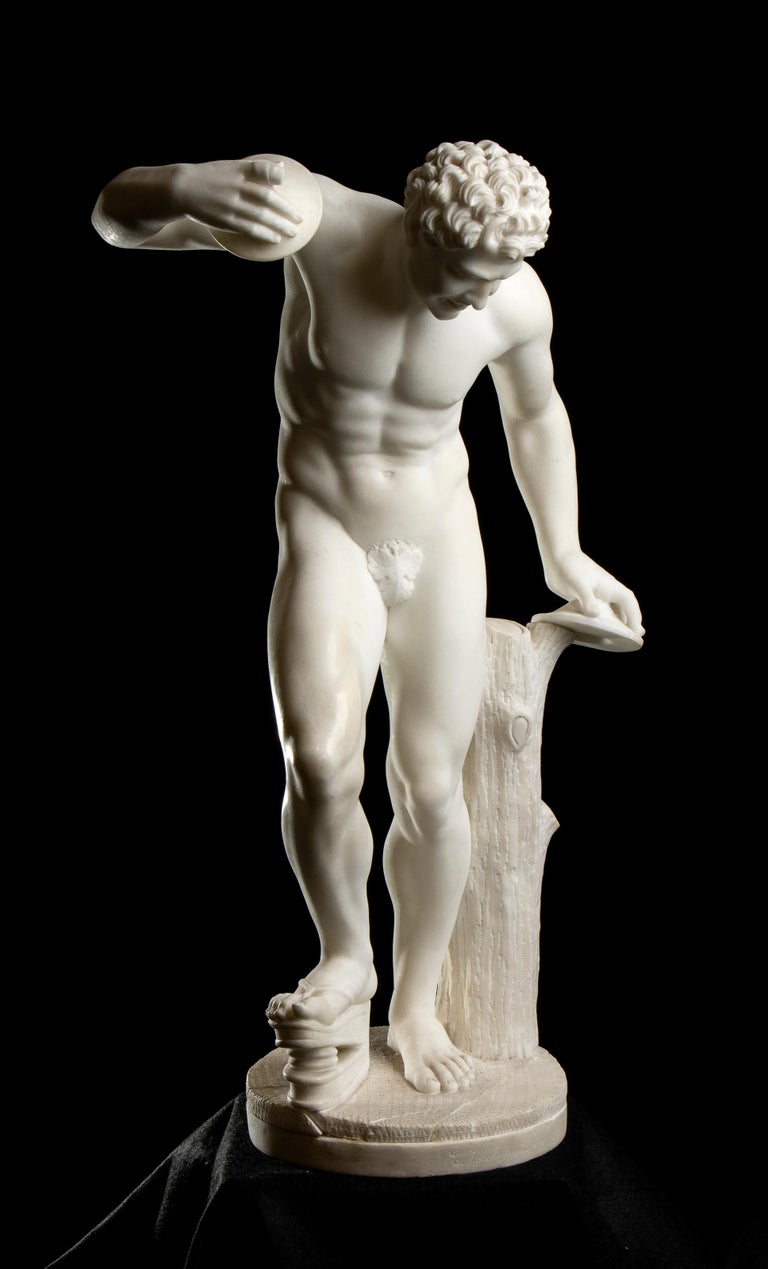 Emilio Zocchi - White Marble Sculpture Dancing Satyr By Emilio Zocchi Florence Grand Tour 19th ...