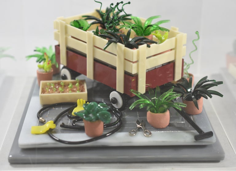 Emily Brock "the Red Wagon" Floral and Gardening Group Diorama in Glass ...