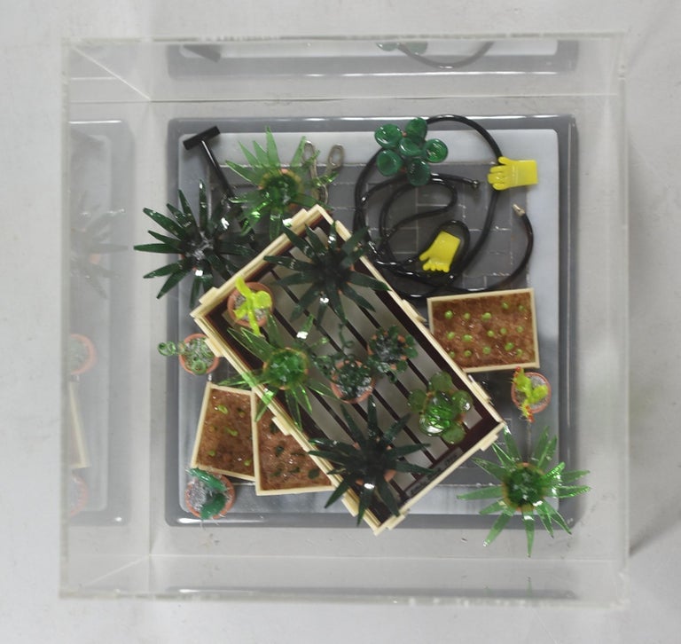 Emily Brock "the Red Wagon" Floral and Gardening Group Diorama in Glass ...