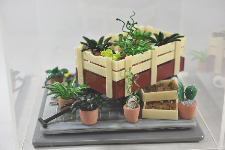 Emily Brock "the Red Wagon" Floral and Gardening Group Diorama in Glass ...