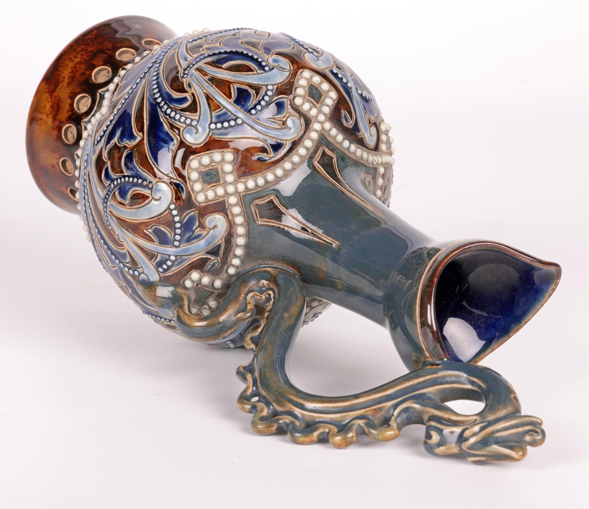 Emily E Stormer Doulton Lambeth Serpent Handled Jug For Sale at 1stDibs