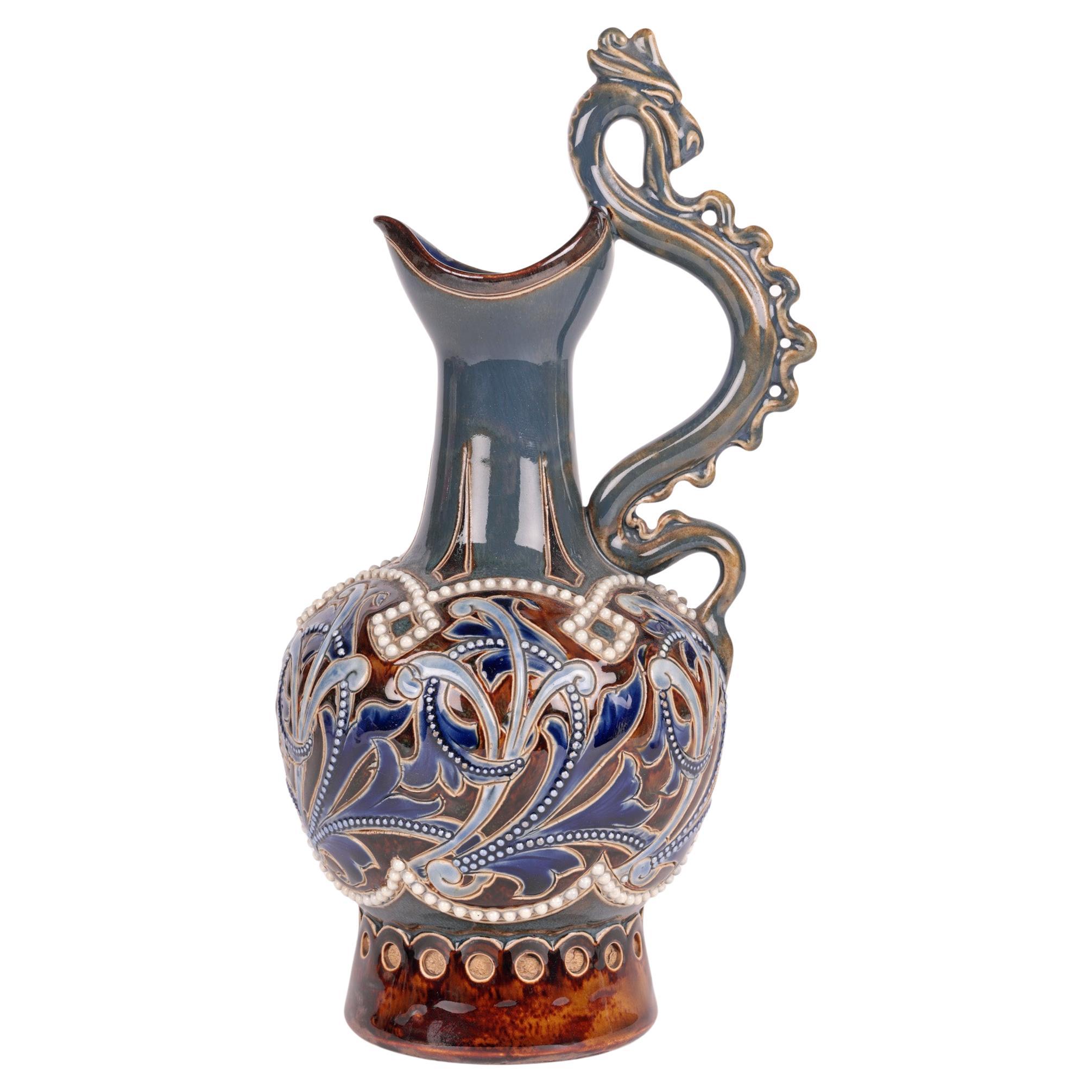 Emily E Stormer Doulton Lambeth Serpent Handled Jug For Sale at 1stDibs