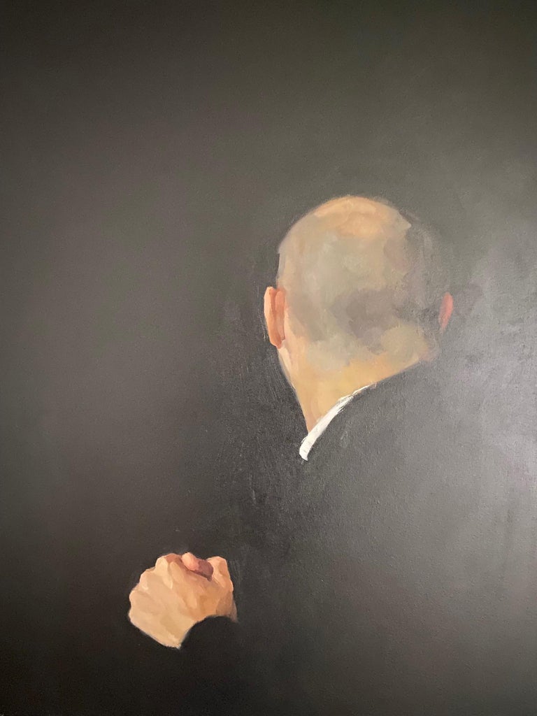 Emily Eveleth - "Lure" A large dark portrait of a bald man from behind ...