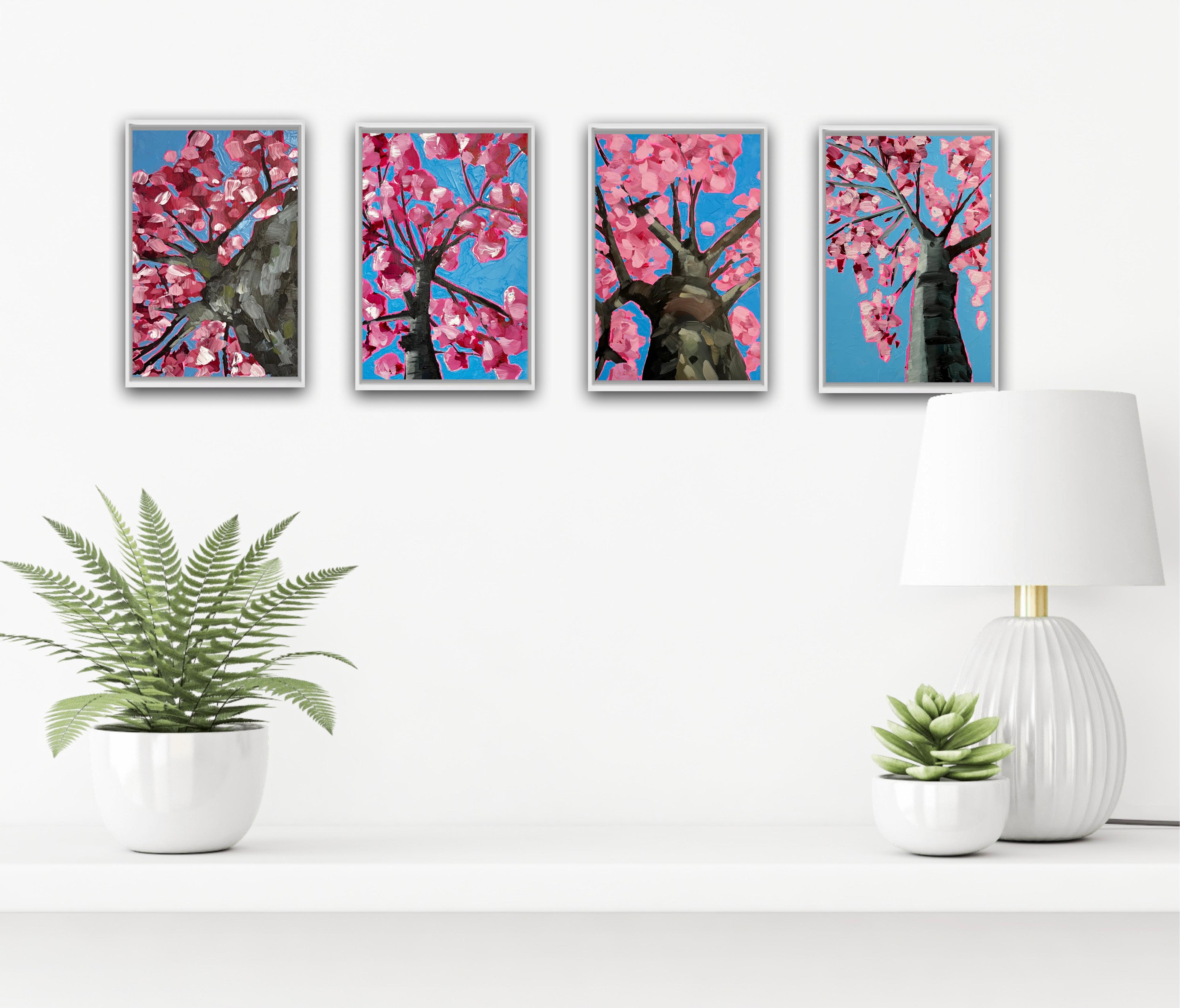 Emily Finch - Looking Up Through Pink Blossoms Quadtych For Sale at ...
