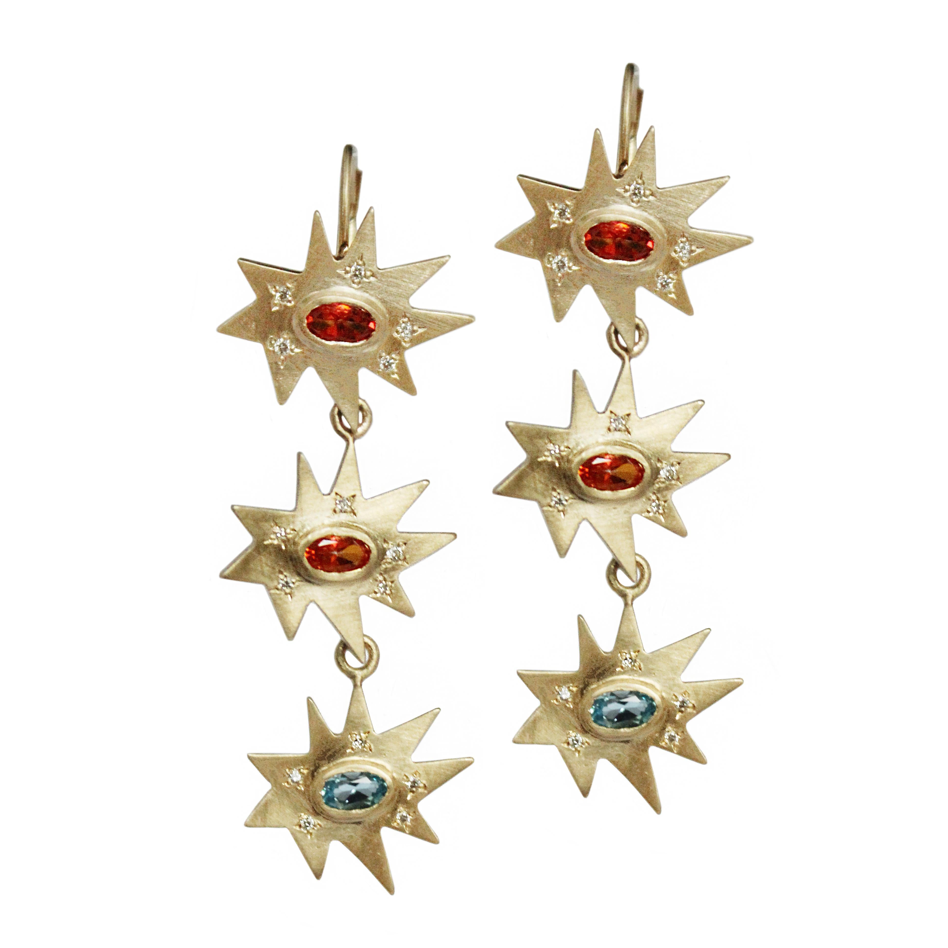 Star Cut Topaz Gold Earrings For Sale at 1stDibs