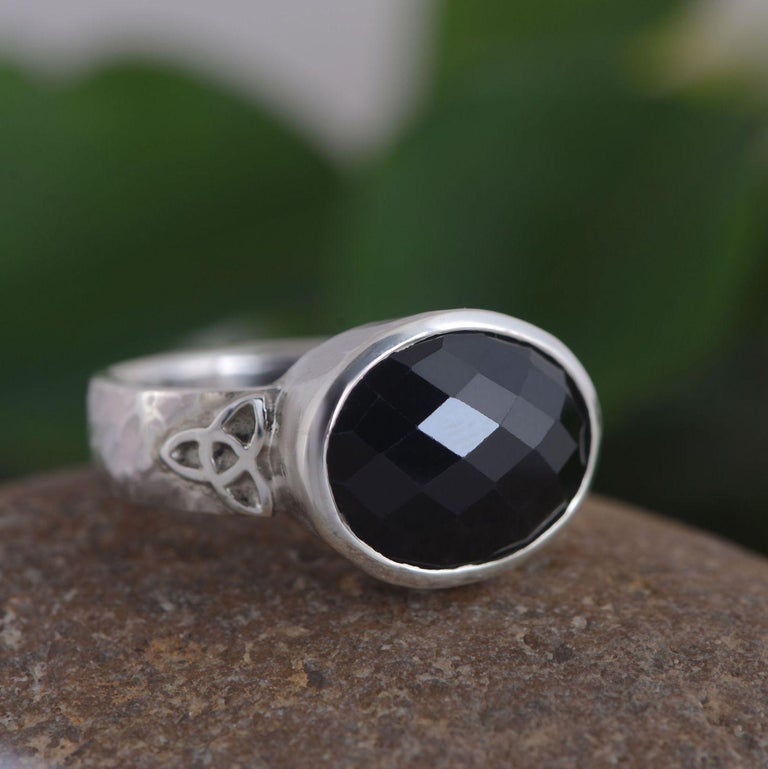 Black Spinel Silver Man's Ring For Sale at 1stDibs
