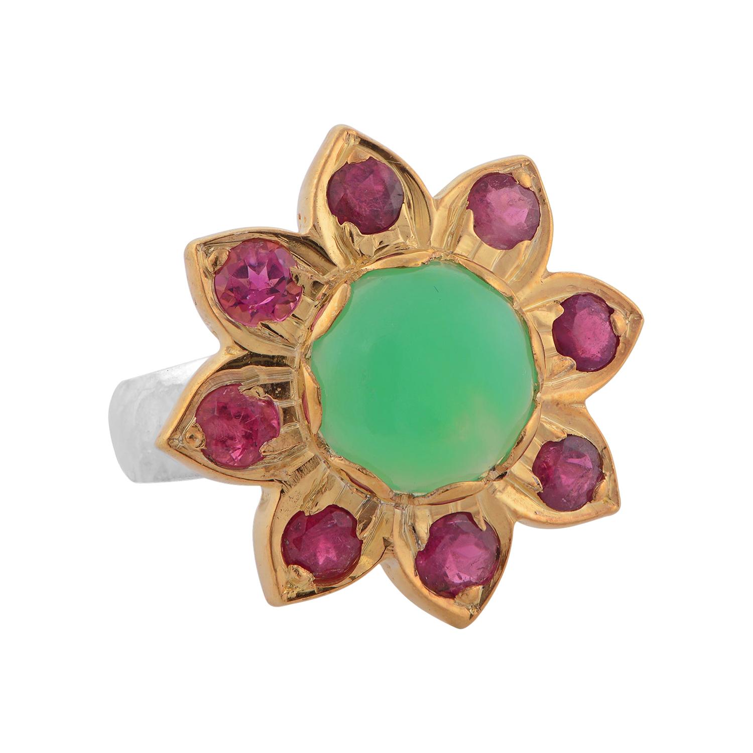 Moonstone Gold Plate Statement Ring For Sale at 1stDibs