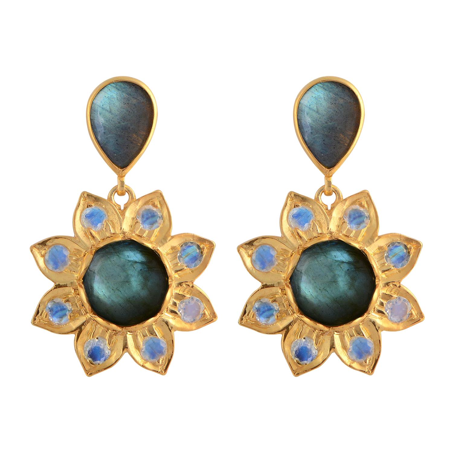 Emma Chapman Labradorite Moonstone Gold Plate Ring For Sale at 1stDibs