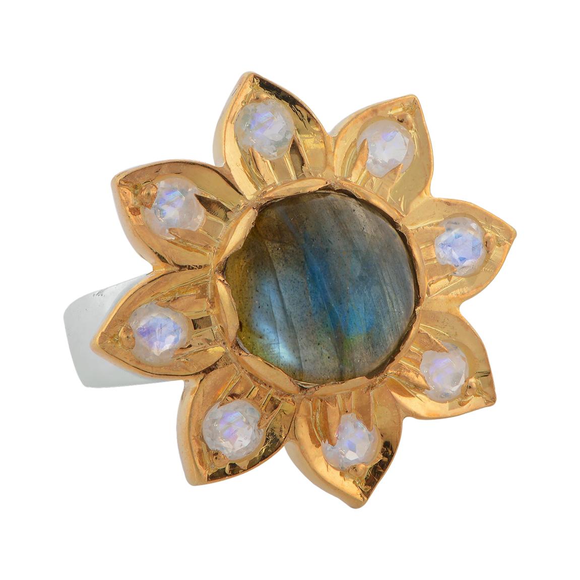 Victorian Moonstone Diamond Gold Cluster Ring at 1stDibs