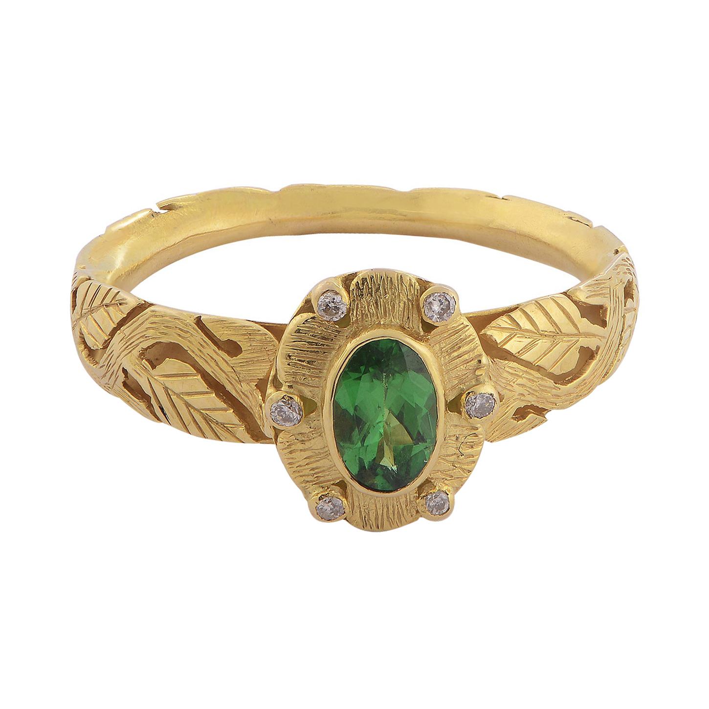 Asprey Gold Diamond Tsavorite Ring at 1stDibs