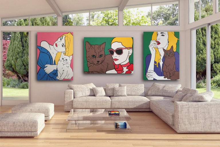 Emma Coyle - The Existence 2# - Acrylic on canvas, cat, large scale ...