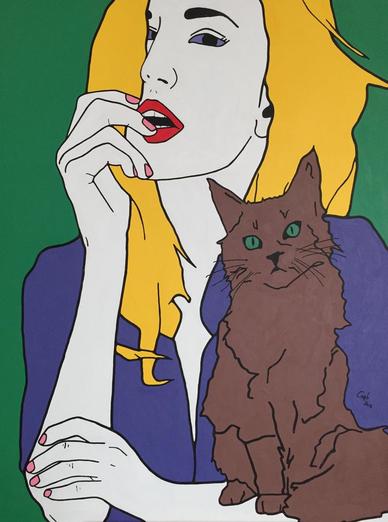 Emma Coyle - The Existence 2# - Acrylic on canvas, cat, large scale ...