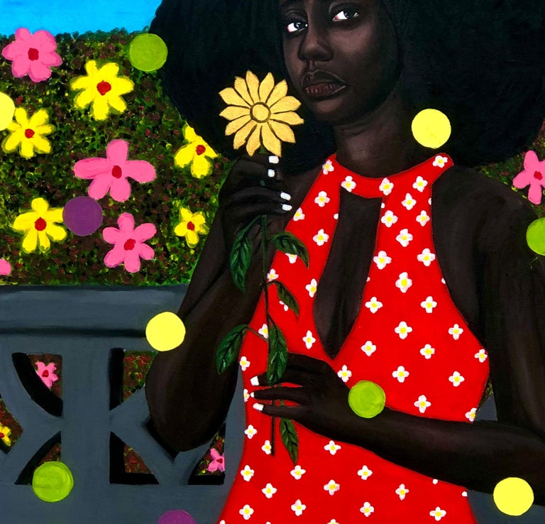 Emmanuel Daniel - Lady With The Golden Flower For Sale at 1stDibs