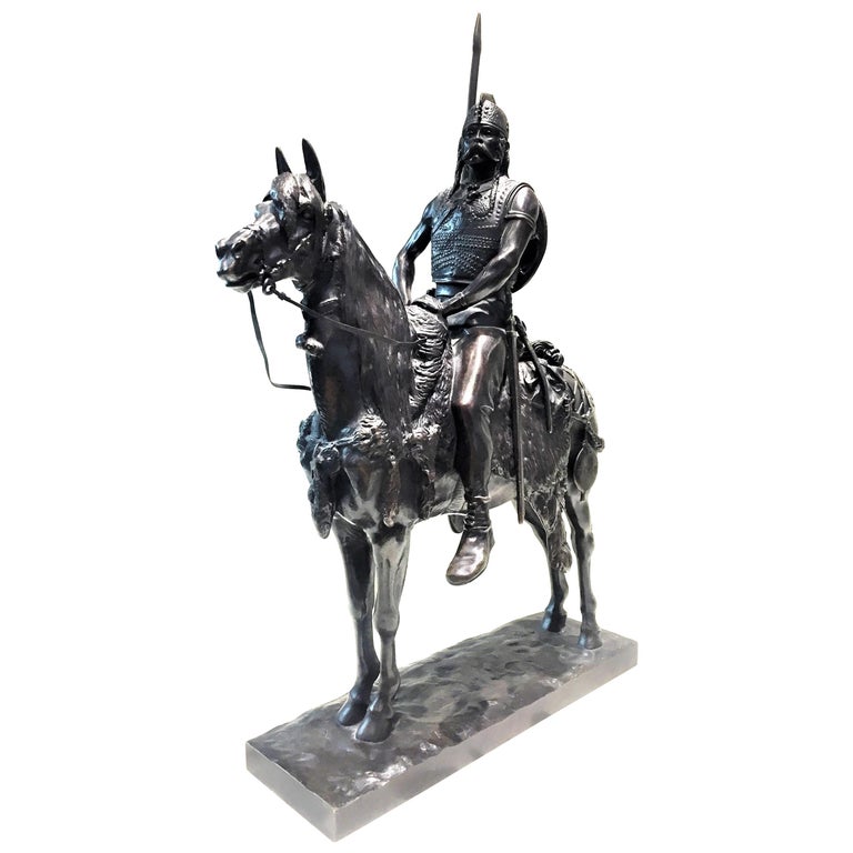 Emmanuel Frémiet, Antique French Bronze of Gallic Chief on Horseback ...
