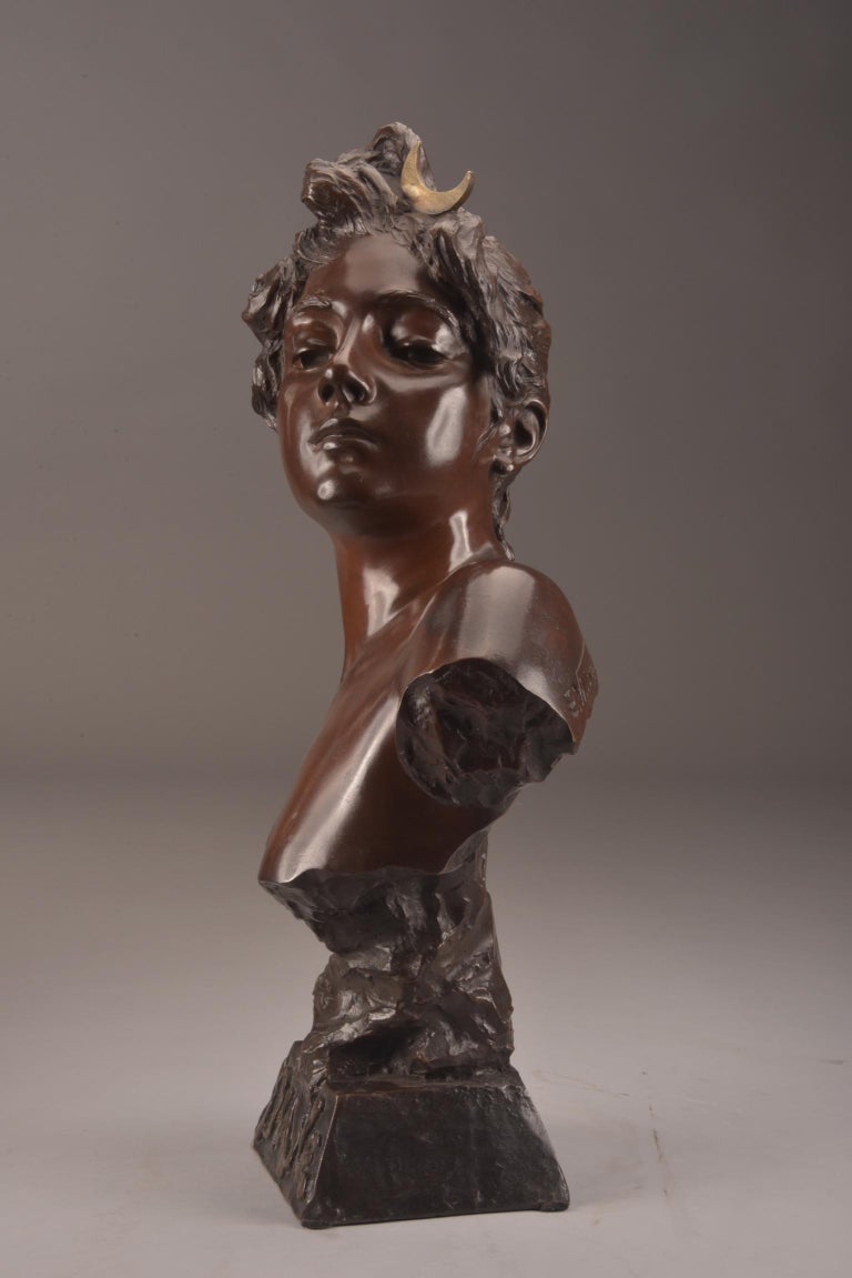 Emmanuel Villanis, Bronze Buste "Diane" at 1stdibs