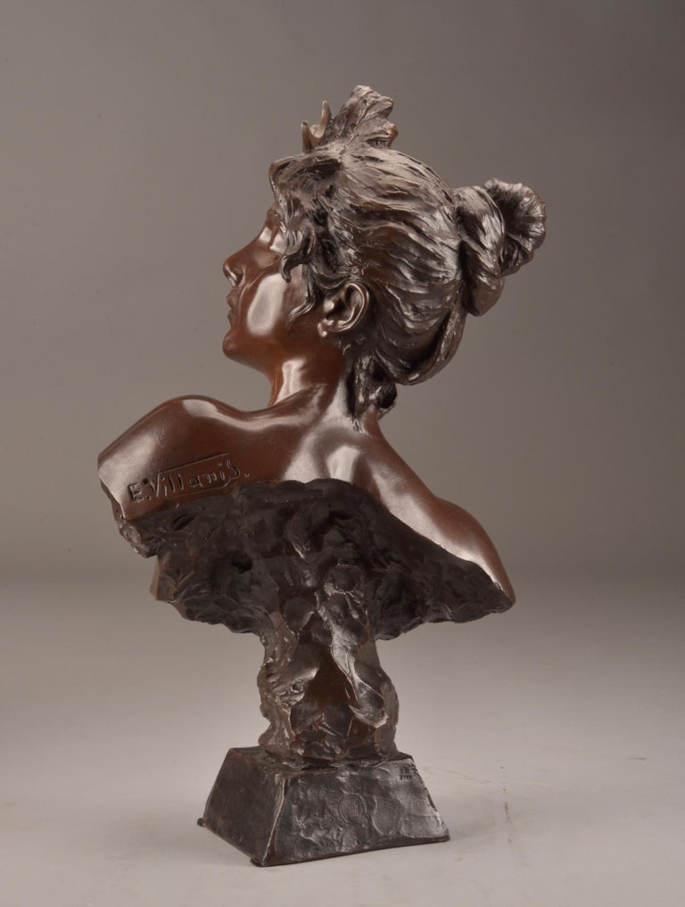 Emmanuel Villanis, Bronze Buste "Diane" at 1stDibs