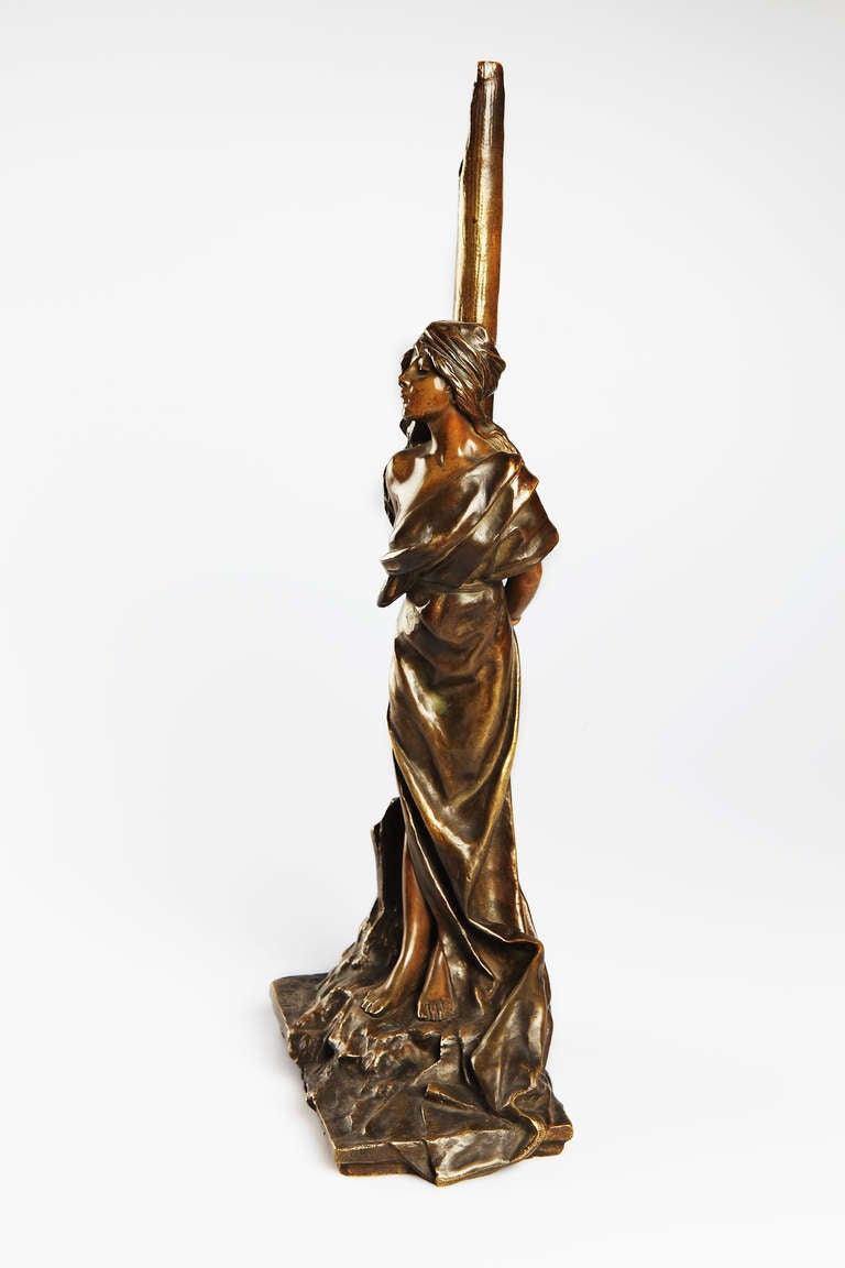 Emmanuel Villanis - Emmanuel Villanis Art Nouveau Bronze Sculpture "L ...