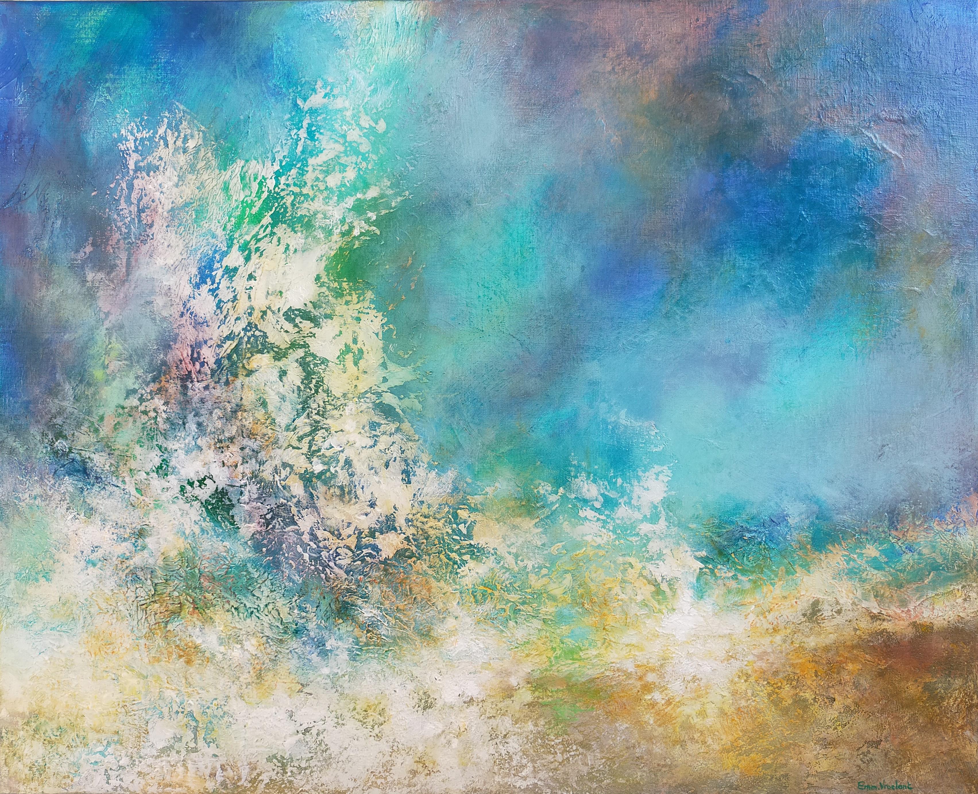 Emmanuelle Vroelant - "move forward" abstract acrylic paint on linen ...
